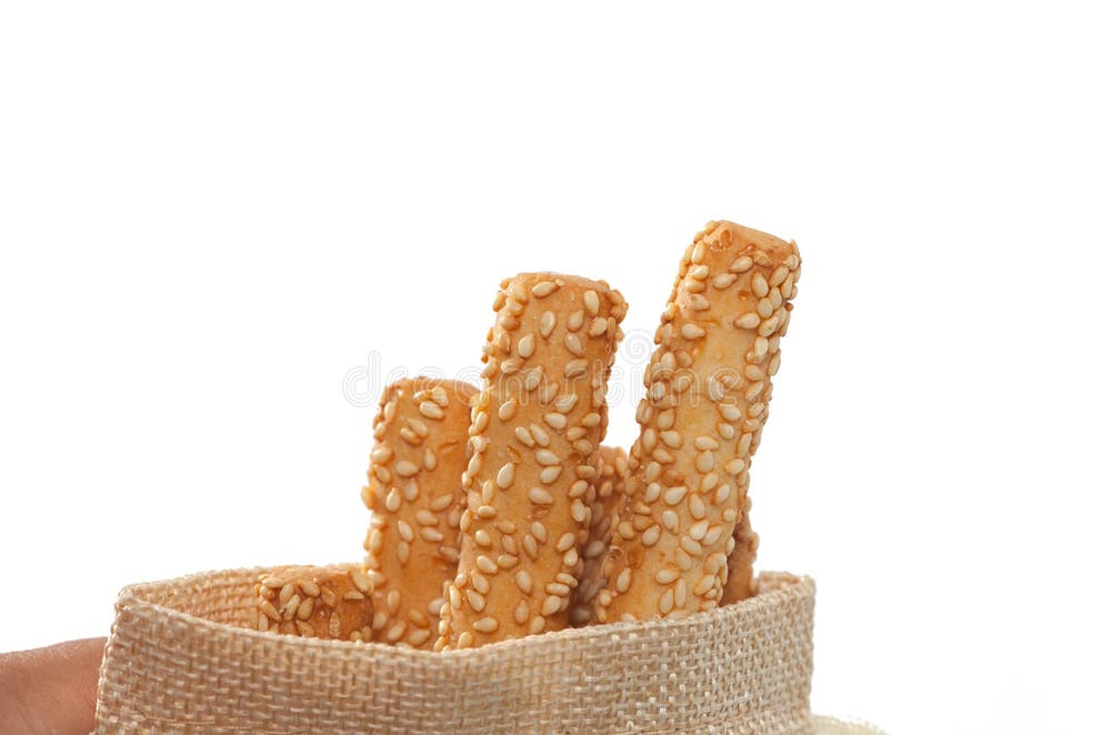 Bread stick on sack stock image. Image of flavor, brown - 108168411