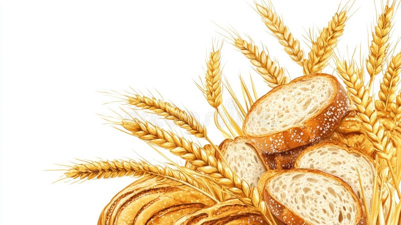 Close Up of Bread and Wheat Grain Stock Photo - Image of baguette ...