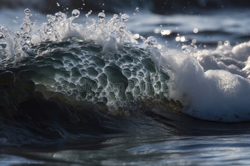 Close-up of Breaking Wave, with Droplets and Bubbles in View Stock ...