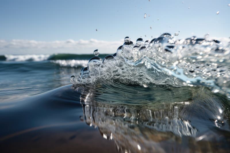Close-up of Breaking Wave, with Droplets and Bubbles in View Stock ...