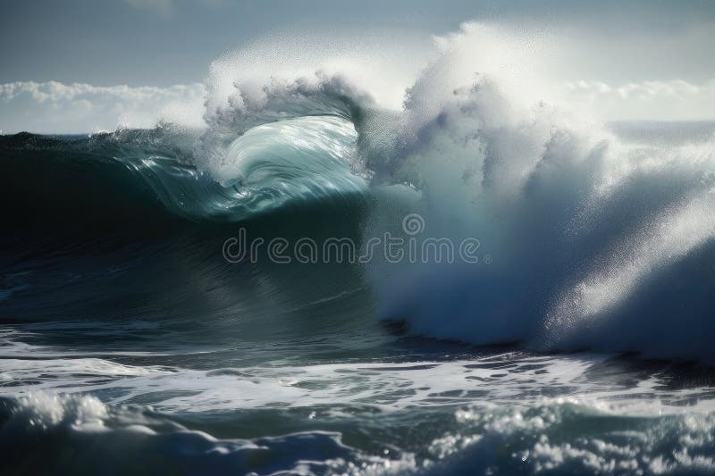 Close-up of Breaking Wave, with Spray and Droplets Flying Stock ...