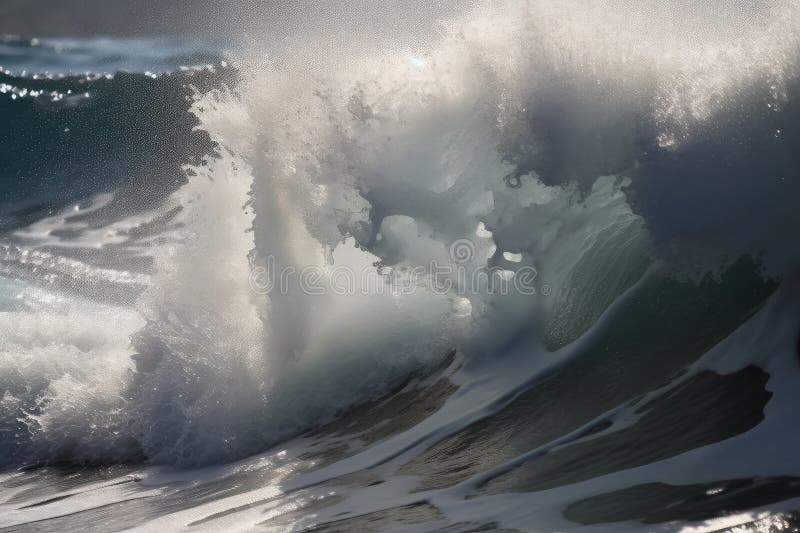 Close-up of Breaking Wave, with Spray and Droplets Flying Stock ...