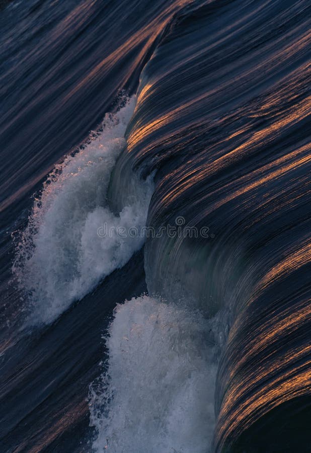 Close Up of Breaking Wave in Sunset Stock Image - Image of environment ...