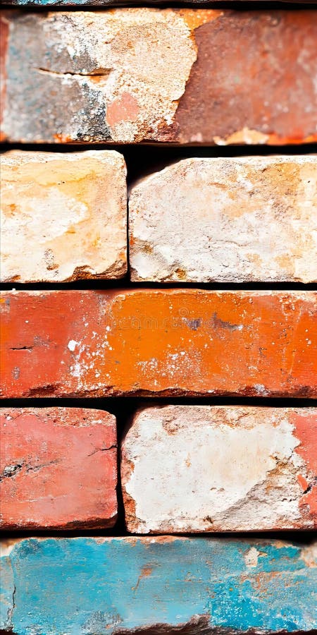 A Close Up of a Brick Wall with Different Colored Bricks Stock Photo ...