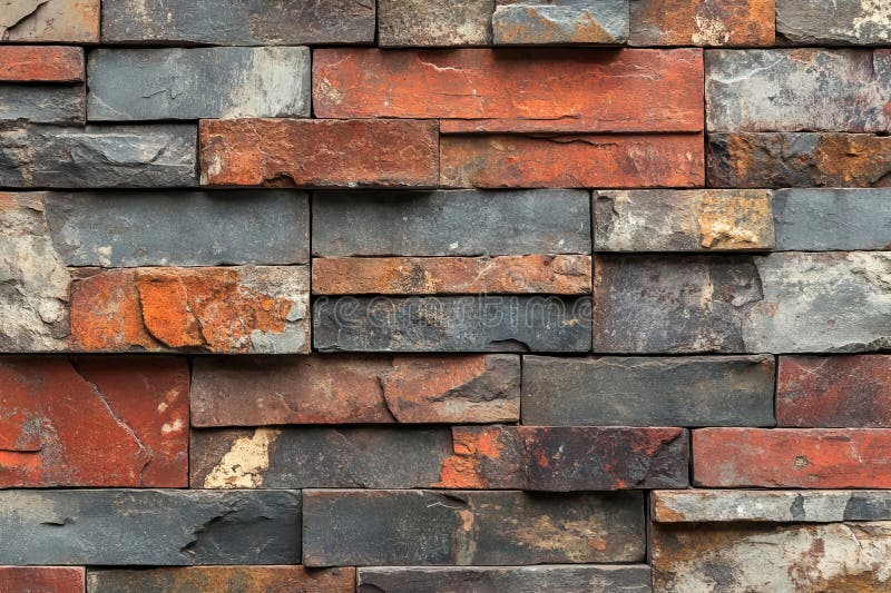 A Close Up of a Brick Wall with Different Colored Stones Stock Image ...