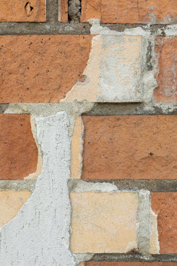 Close-up of Brick Wall Dirty with Concrete Drips Stock Photo - Image of ...