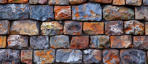 A Close Up of a Brick Wall Made of Different Colored Bricks Stock Photo ...