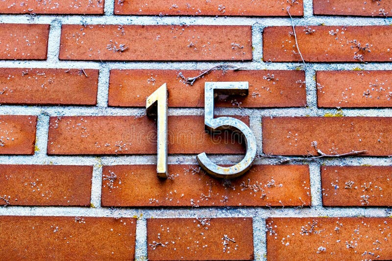 Close-up of the Brick Wall with the Number 15 on it Stock Image - Image ...