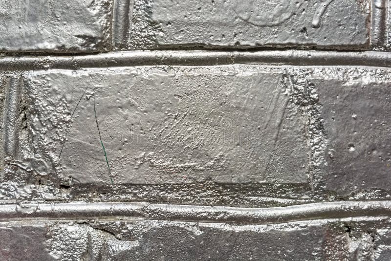 Close Up Brick Wall Painted in Silver Stock Photo - Image of exterior ...
