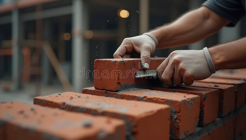 Bricklayer at Work: Construction Site Detail Stock Illustration ...