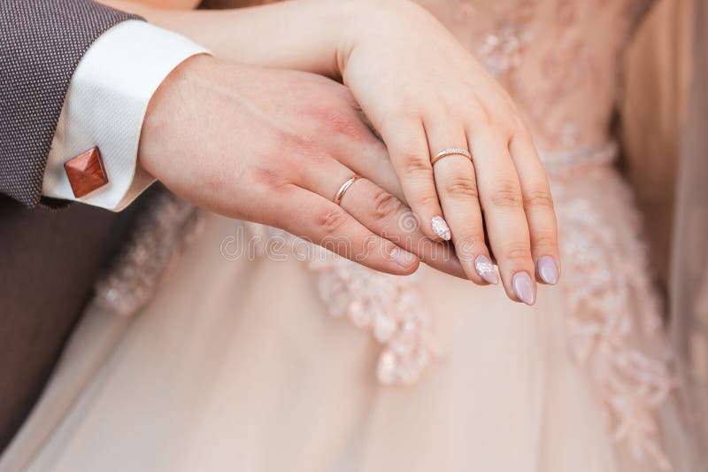 Close Up. Bride and Groom Standing Together Stock Image - Image of ...