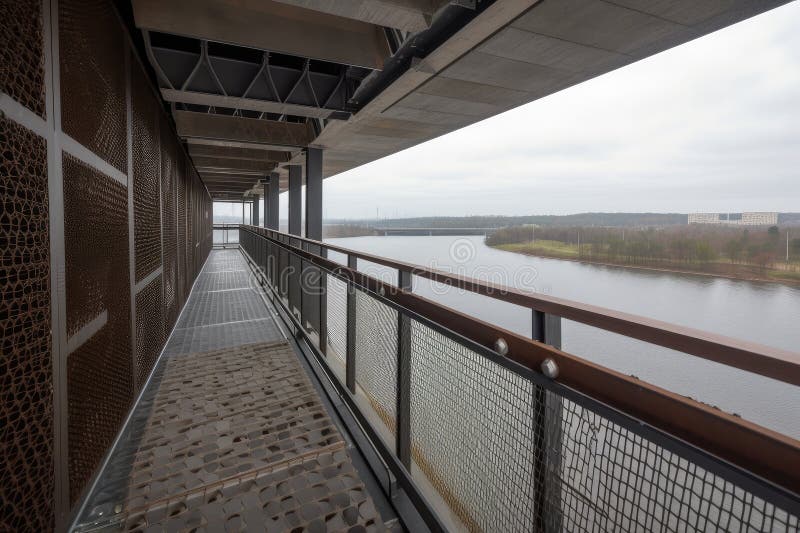 Close-up of Bridge Decking, with the View into the Depths of the River ...