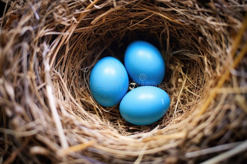 Close-up of Bright Blue Robin Eggs Nestled in a Nest Stock Illustration ...
