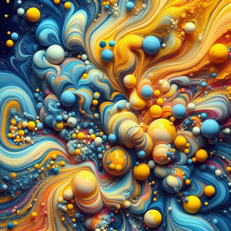 This is a Close-up of a Bright and Colorful Mixture of Liquid Paints ...