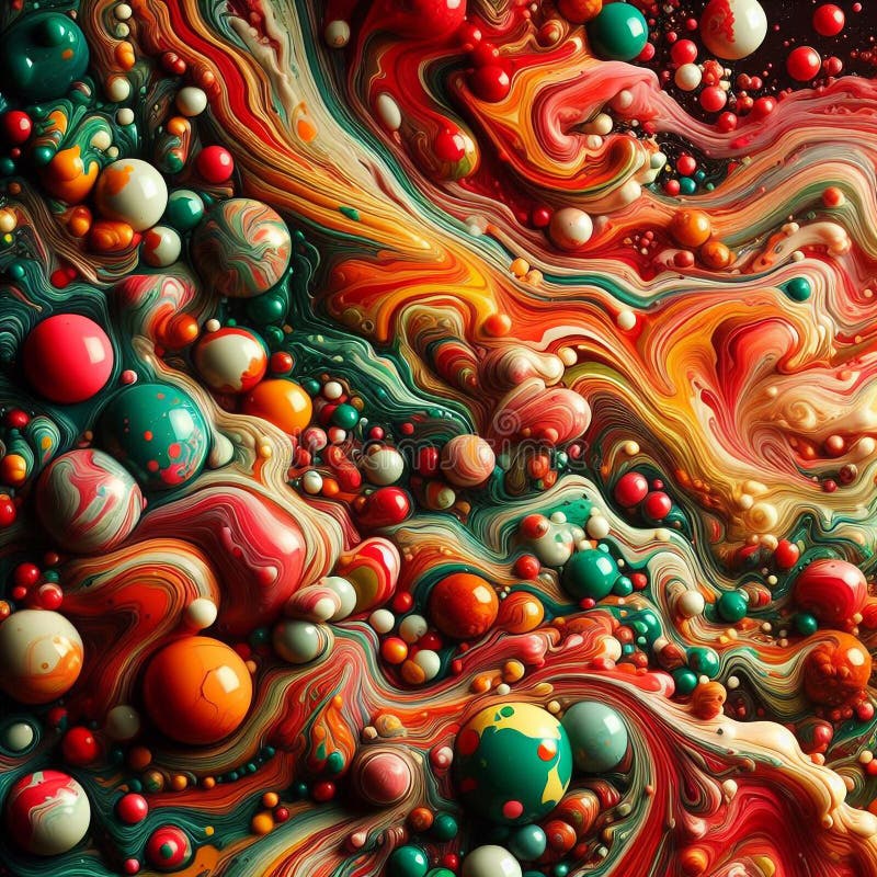 This is a Close-up of a Bright and Colorful Mixture of Liquid Paints ...