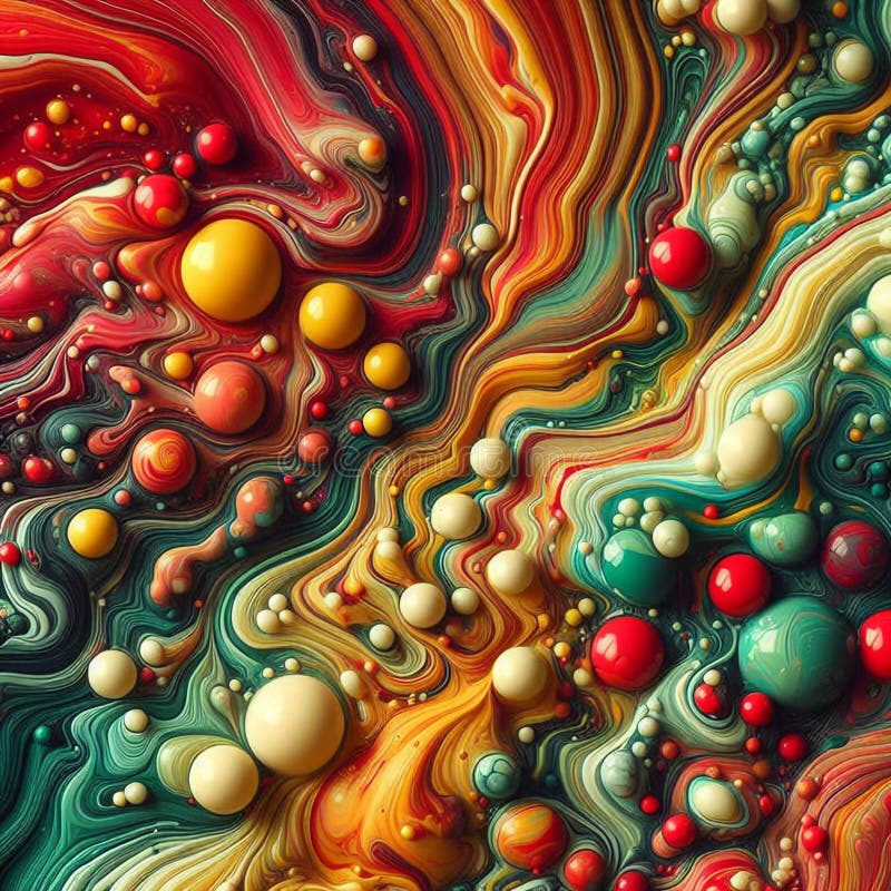 This is a Close-up of a Bright and Colorful Mixture of Liquid Paints ...