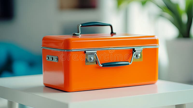 A Close-up of a Bright, Minimalistic Toolbox on a Clean White Table ...