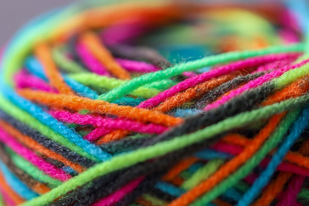 Close Up of Bright Multi Colored Yarn Stock Photo - Image of hobby ...