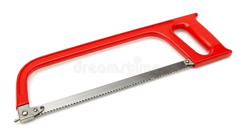 Close-up of a Bright Red Hacksaw for Cutting Various Materials Stock ...