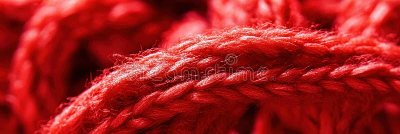 Close-up of Bright Red Rope Textures Showcasing Fibers and Twists Stock ...