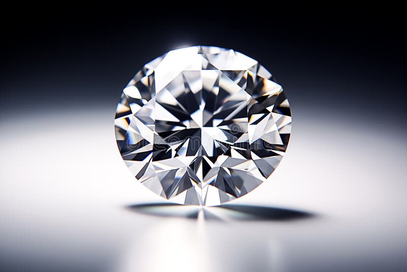 Close-up of a Brilliantly Cut Diamond on a Reflective Surface Stock ...