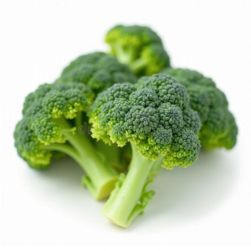 Close Up Broccoli on a White Background Stock Illustration ...