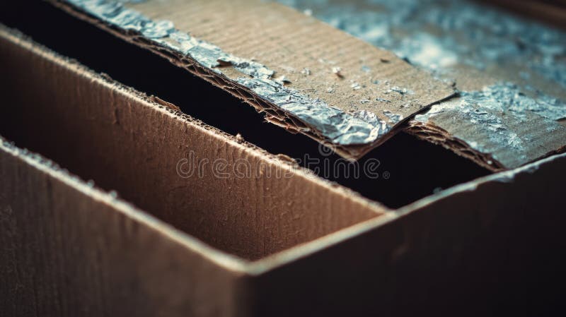 Close Up of a Broken Cardboard Box with Torn Edges. Abstract Texture of ...