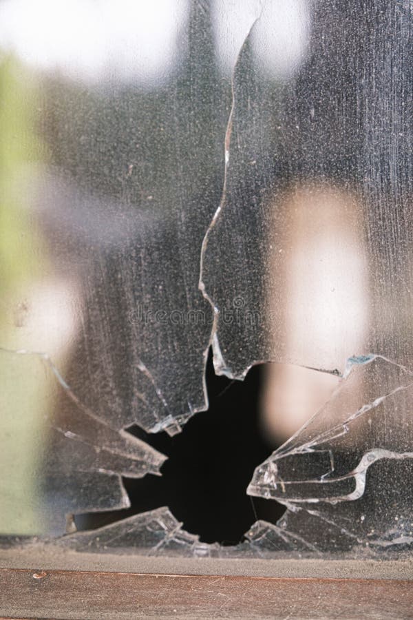 Close-up of a Broken Glass with a Hole Stock Image - Image of effect ...