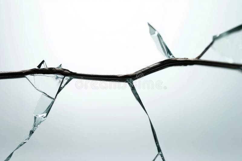 Close-up of Broken Glass with Sharp Edges and Crack Pattern Stock ...