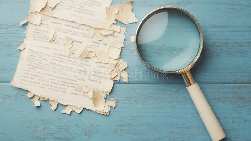 Shattered Magnifying Glass Over a Document Symbolizing Misinformation ...