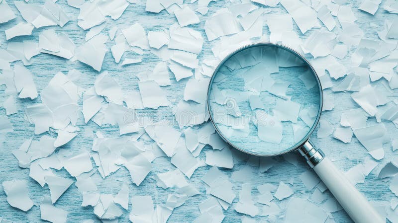 Shattered Magnifying Glass Over a Document Symbolizing Misinformation ...