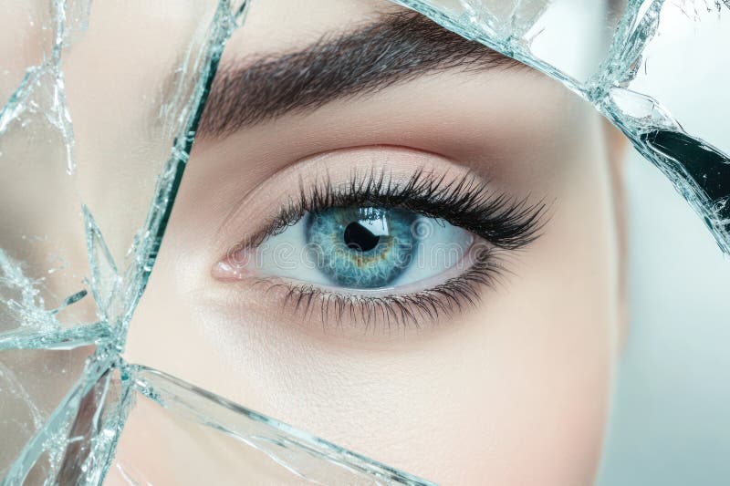 Shattered Mirror Pieces in Dramatic Break Moment Stock Image - Image of ...