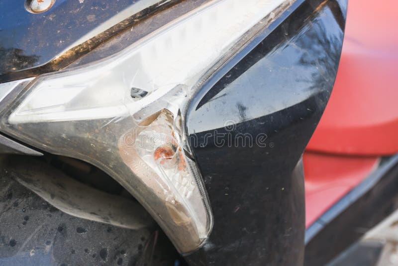 Close-up of a Broken Motorcycle Headlight Stock Photo - Image of motor ...