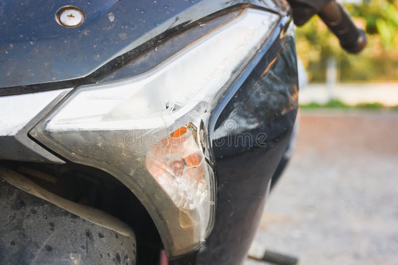 Close-up of a Broken Motorcycle Headlight Stock Image - Image of ...