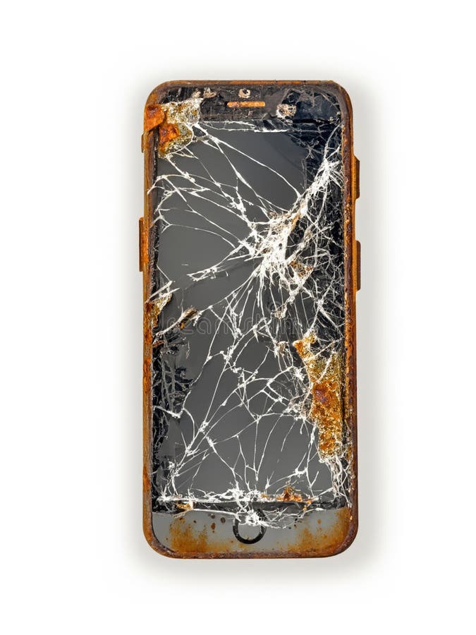 Broken Phone with Screen Isolated on White Background Stock Image ...