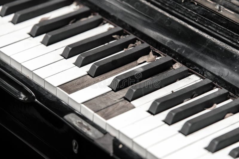 Close-up Broken Piano Keyboard Stock Photo - Image of sound ...