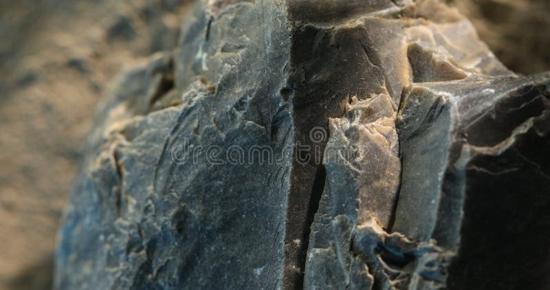 Close-up of Broken Slate Rock with Sharp Vertical Splits and Textured ...