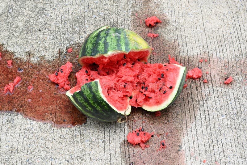A Broken Watermelon on the Ground Stock Photo - Image of agriculture ...