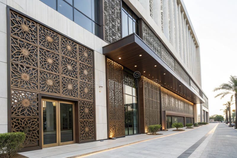 Bronze Metal Pattern on Modern Building Facade Stock Illustration ...