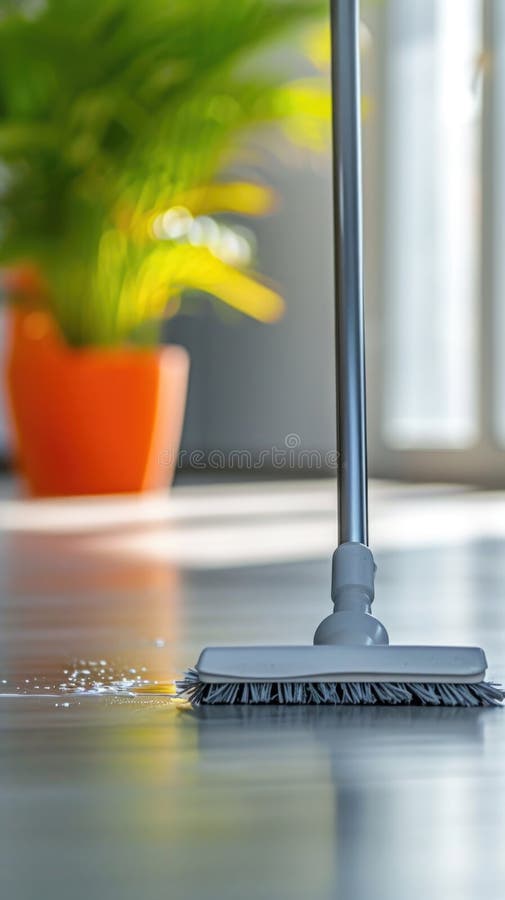 A Close Up of a Broom on a Floor Stock Image - Image of material, life ...