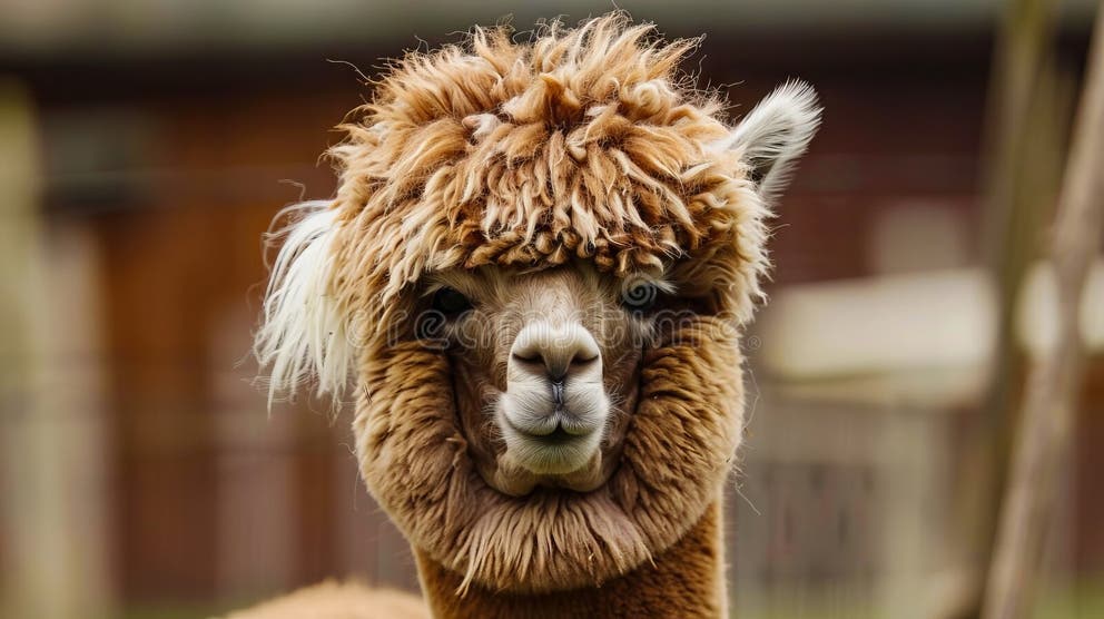 A Close Up of a Brown Alpaca with a White Mohawk Stock Image - Image of ...