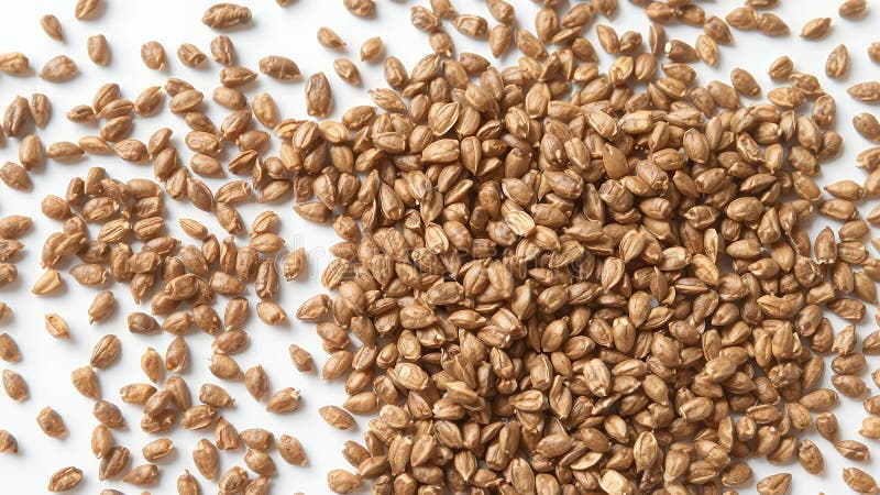 Closeup of Brown Barley Grains on a White Background Stock Illustration ...