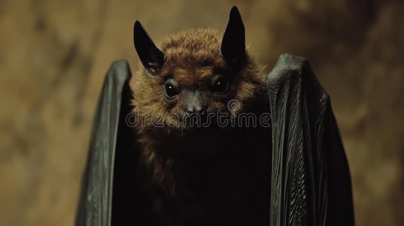 Close Up of Brown Bat in Dark Cave Stock Illustration - Illustration of ...
