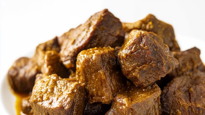Close Up of Brown Beef Cubes in Rich Sauce Stock Illustration ...