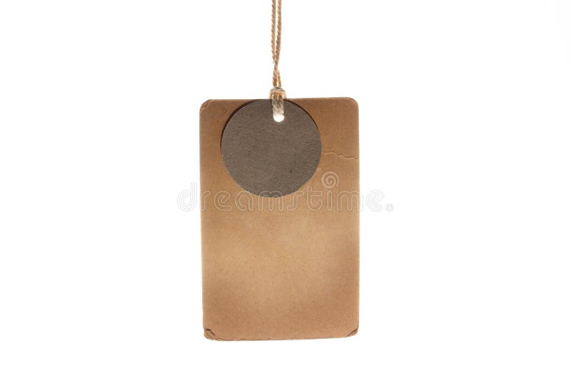 Close-up of Brown Blank Label Tied with Brown Rope on White Background ...