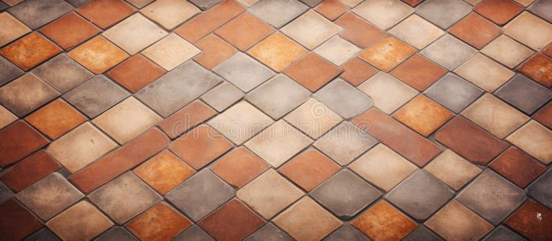 Close Up of a Brown Brick Floor with Checkered Pattern Stock ...