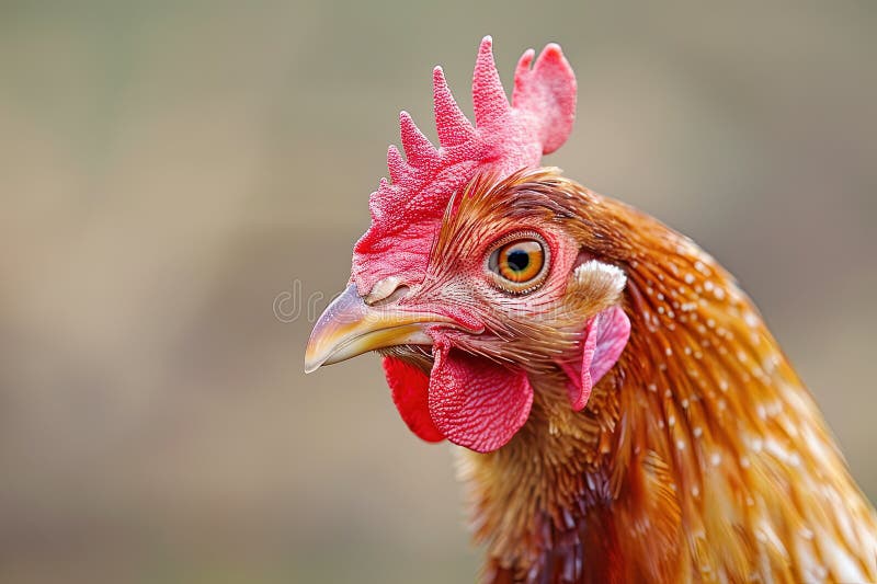Close-up of Brown Chicken Head. Generative AI. Stock Illustration ...