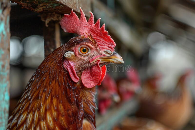 Close-up of Brown Chicken Head. Generative AI. Stock Illustration ...
