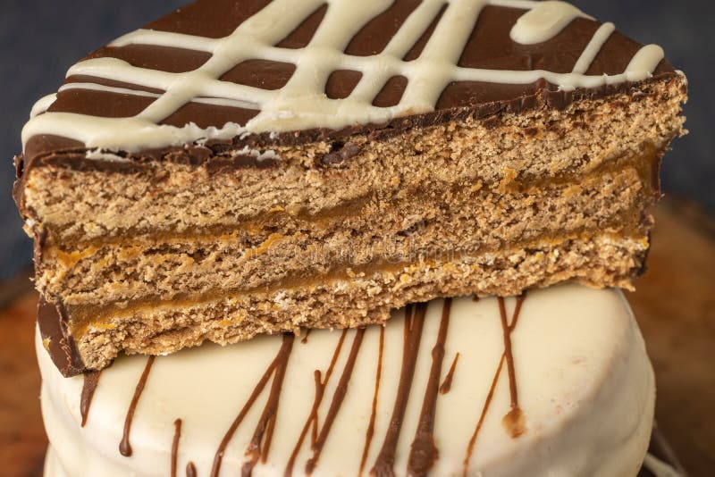 Close Up of Brown Chocolate Alfajor Cut in Half, Typical Candy from ...