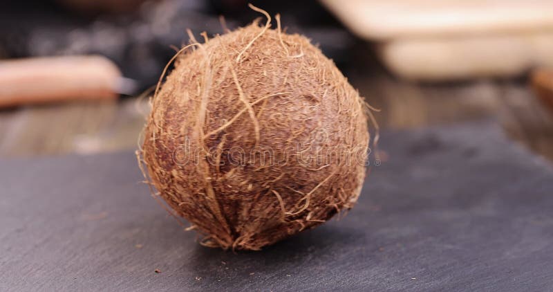 A Close-up of a Brown Coconut Shell, Closeup Stock Footage - Video of ...